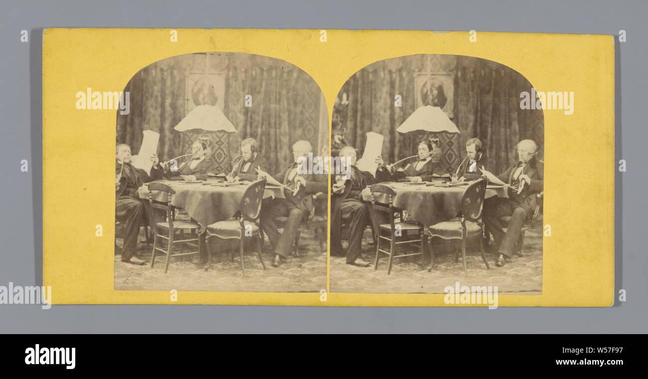 Men reading, writing and smoking pipe at a table, pipe, tobacco ...