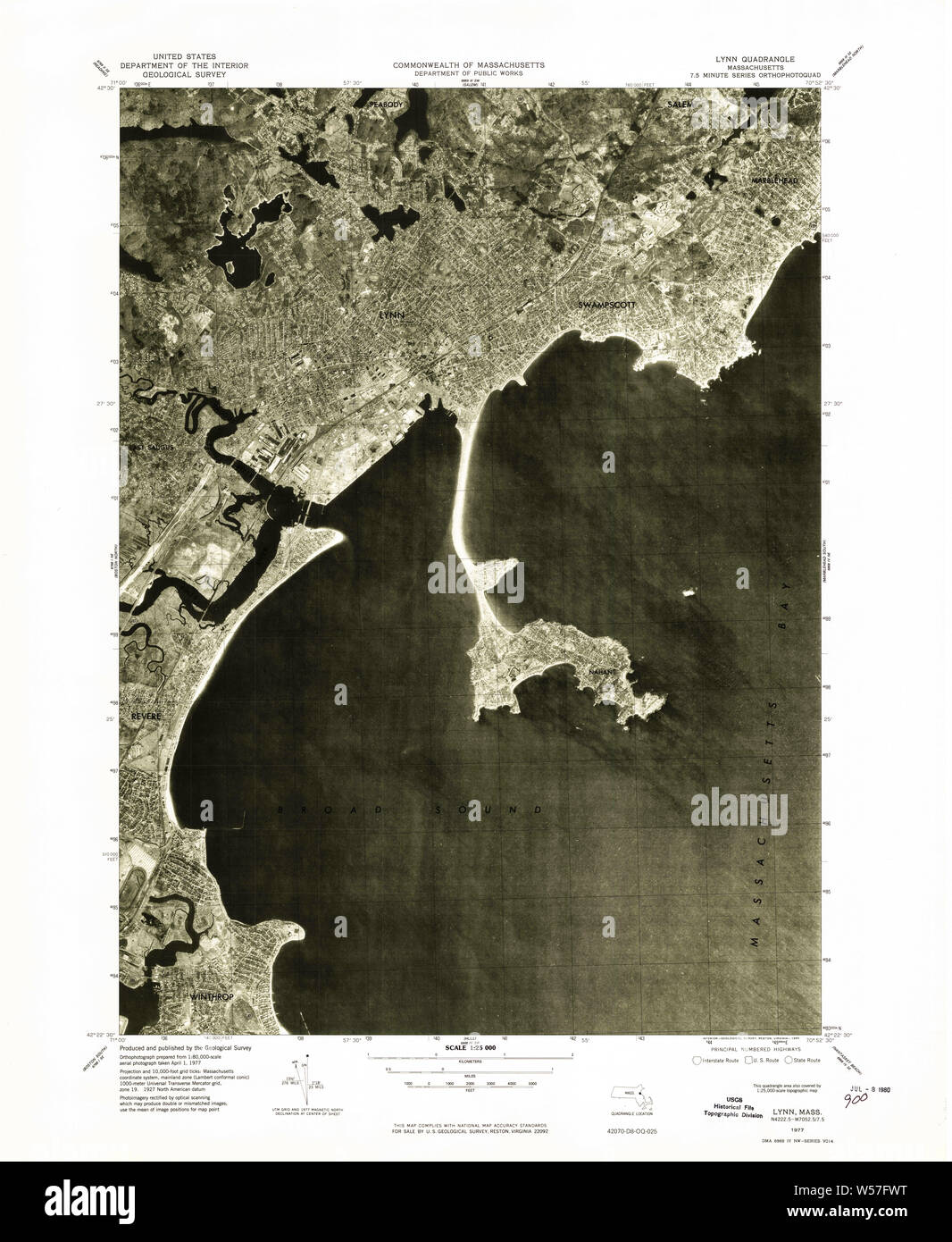 Massachusetts USGS Historical Topo Map MA Lynn 351070 1977 25000 ...