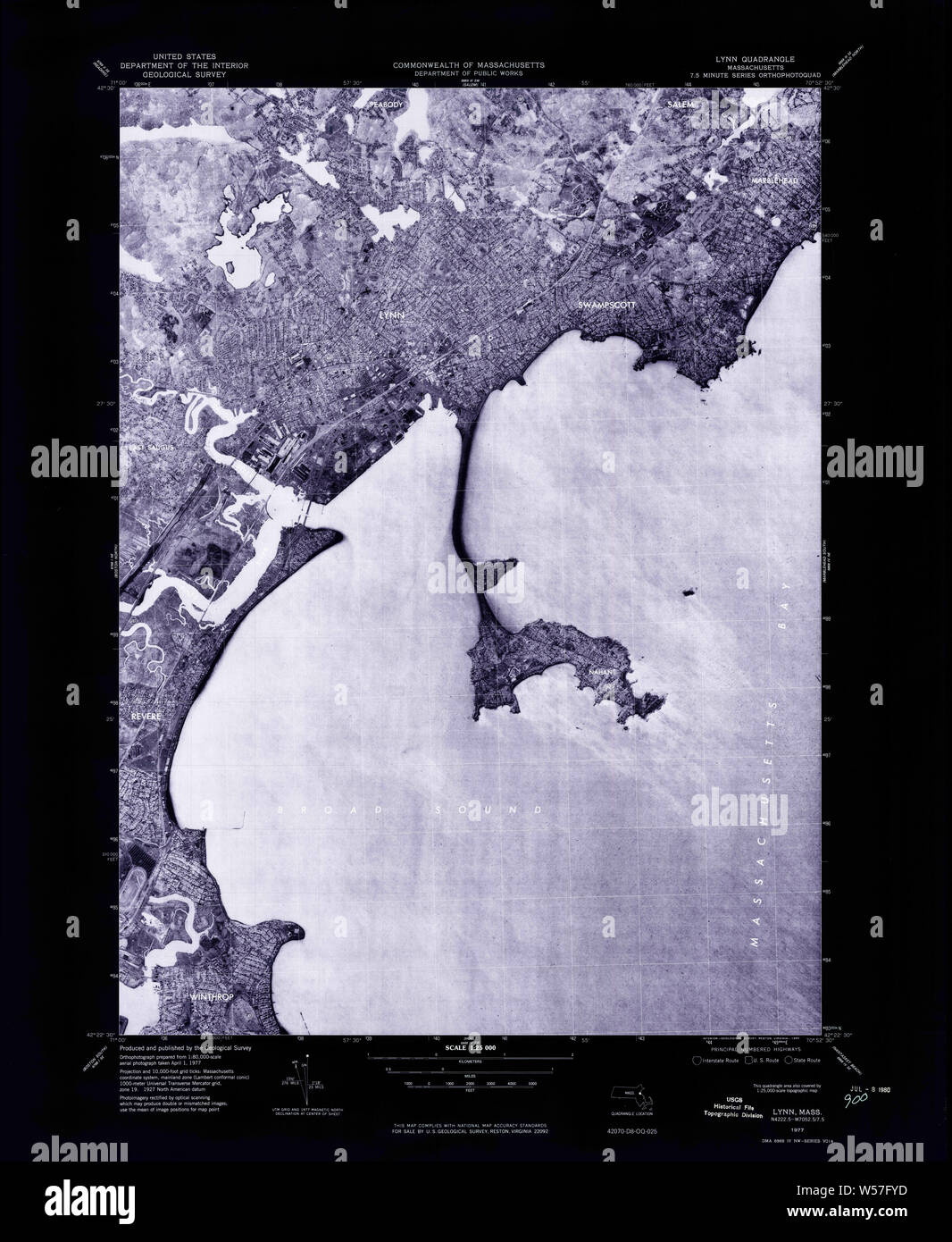 Massachusetts USGS Historical Topo Map MA Lynn 351070 1977 25000 ...