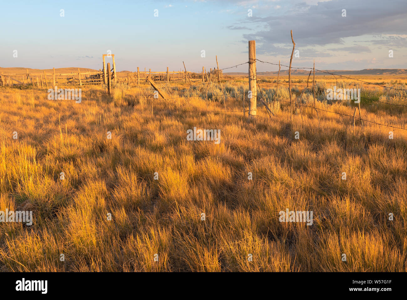 Sunrise on Old Corral at Grasslands, National Park, Saskatchewan ...