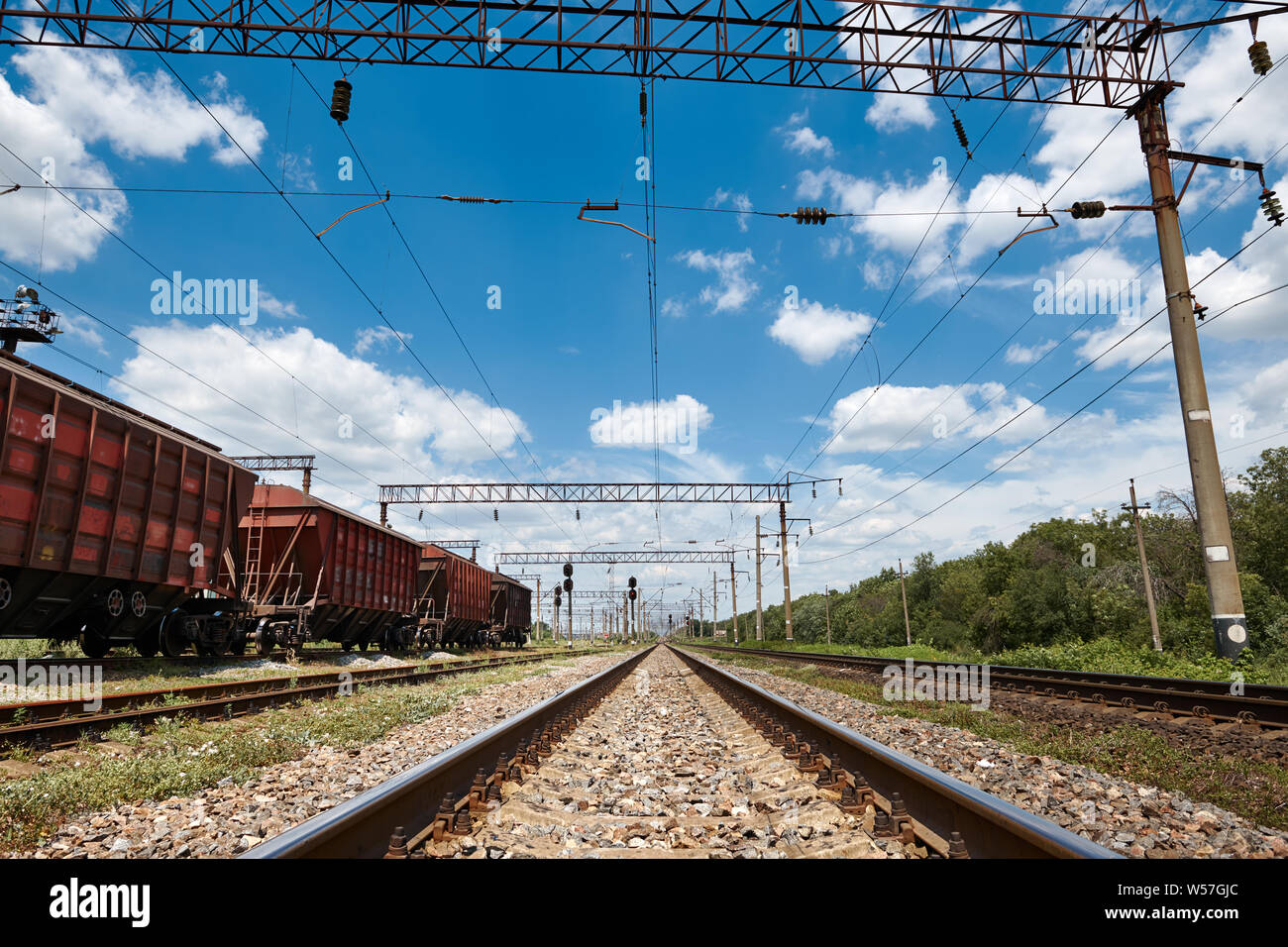 Industrial railway - wagons, rails and infrastructure, electric power ...