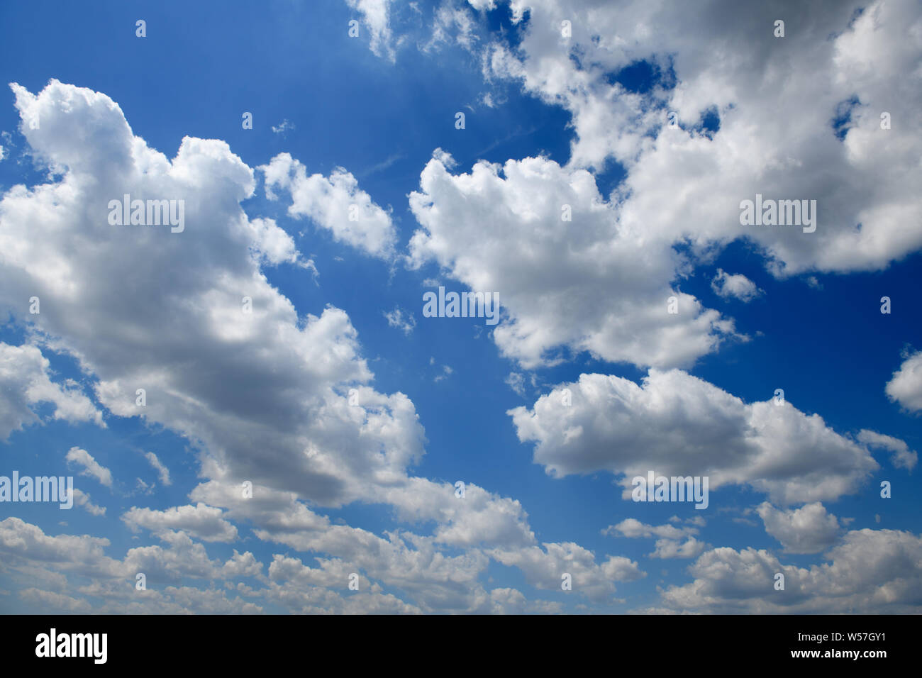 Bright beautiful blue sky with clouds for background or texture Stock ...