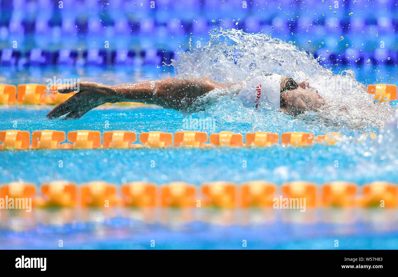 Gwangju. 26th July, 2019. Gold medalist Evgeny Rylov of Russia competes ...