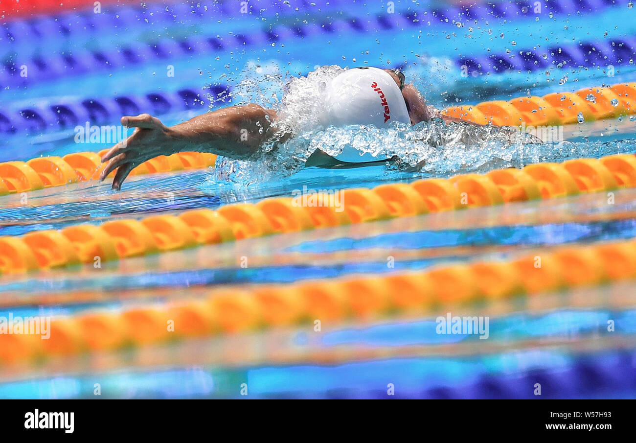 Gwangju. 26th July, 2019. Gold medalist Evgeny Rylov of Russia competes ...