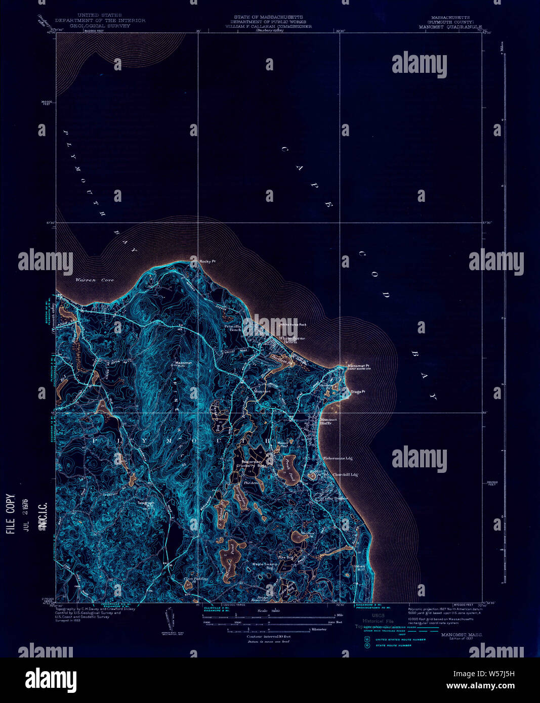 Massachusetts USGS Historical Topo Map MA Manomet 351861 1937 31680 ...