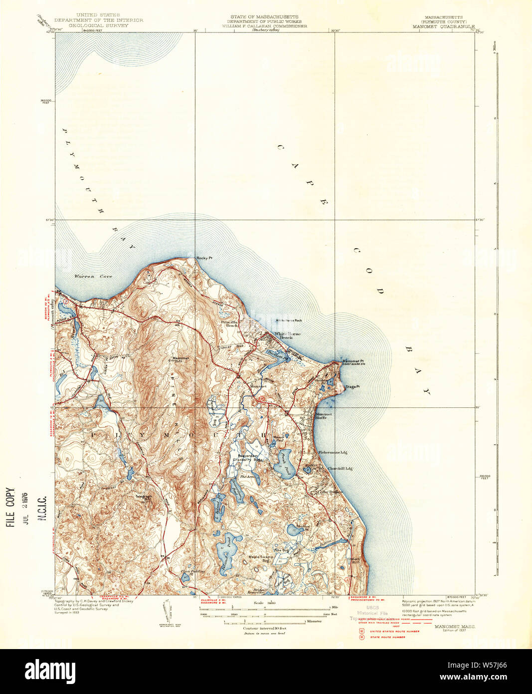 Massachusetts USGS Historical Topo Map MA Manomet 351861 1937 31680 ...