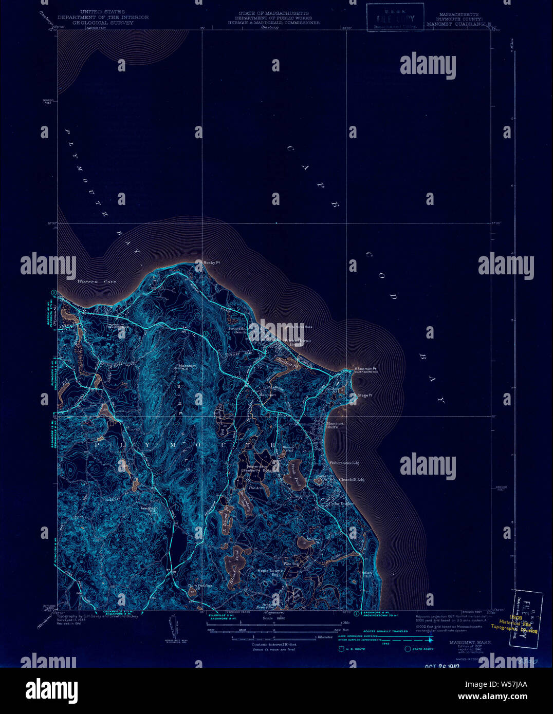 Massachusetts USGS Historical Topo Map MA Manomet 351863 1937 31680 ...