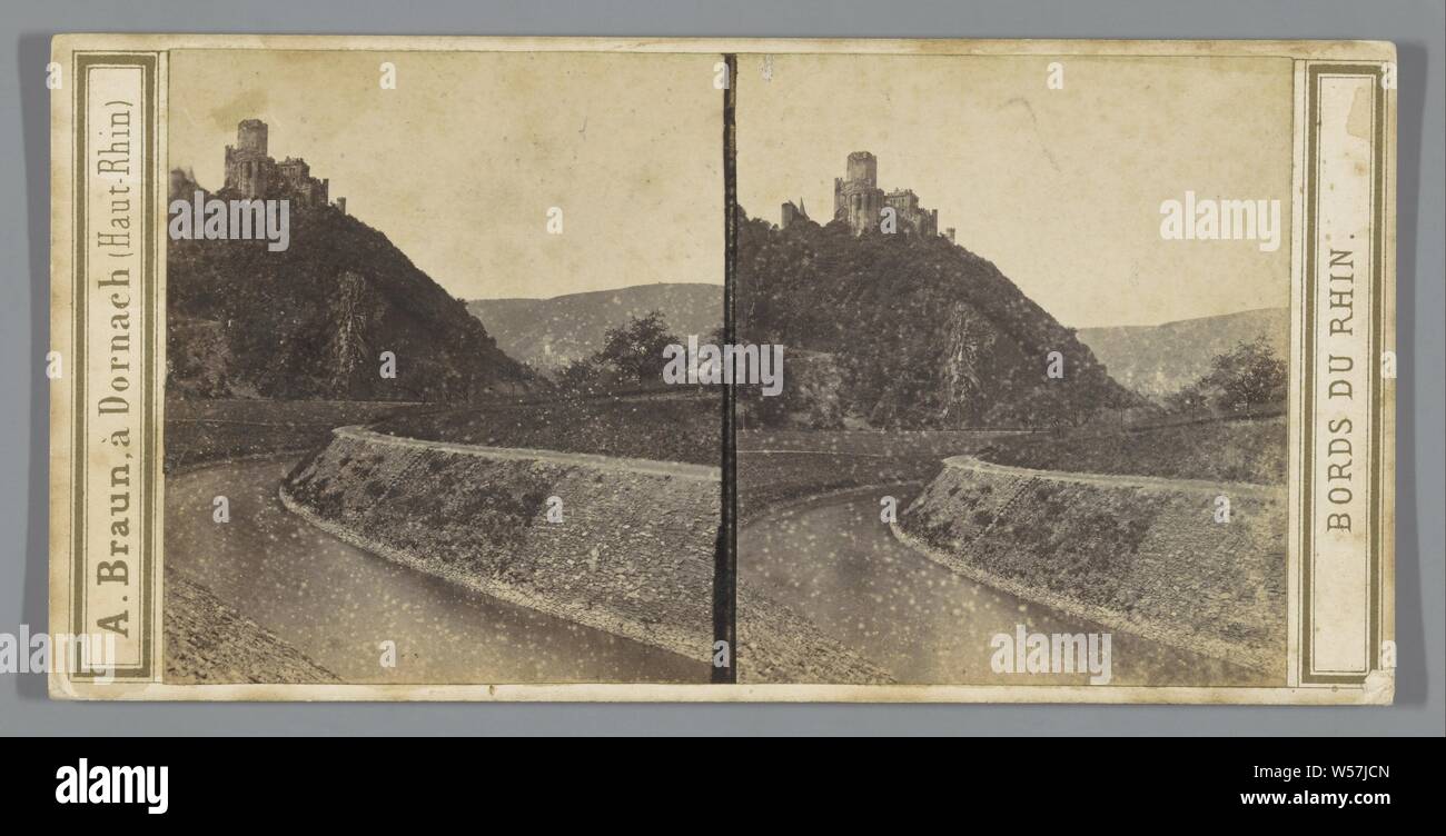 Germany, mountain landscape with castle and river, Adolphe Braun, 1850 ...