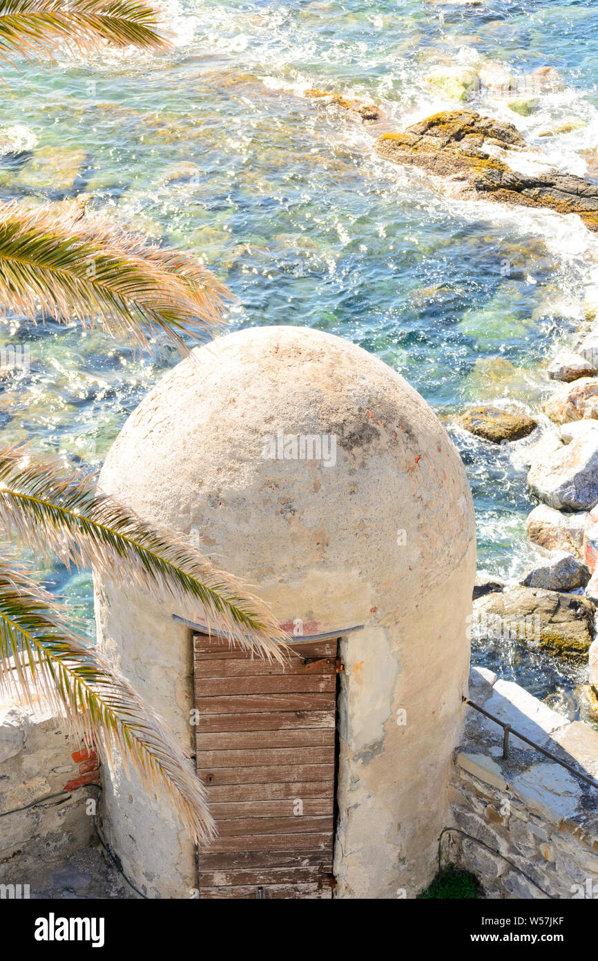Architectural detail of the Dragonara castle in the nice little coastal ...