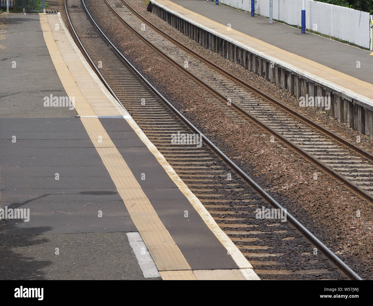 view of railroad railway station rails and platforms Stock Photo - Alamy