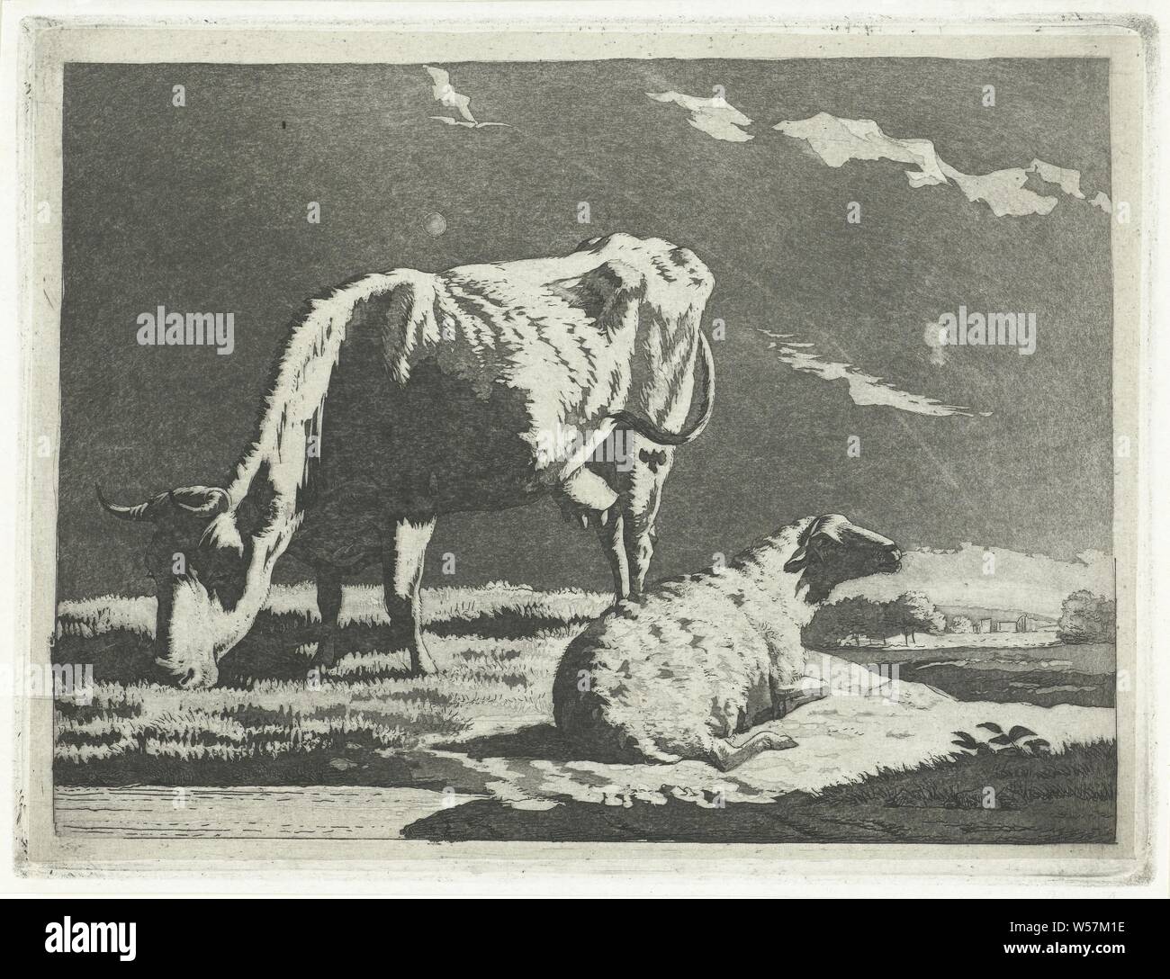 Landscape with cow and sheep, cow, Frédéric Théodore Faber, Brussels ...