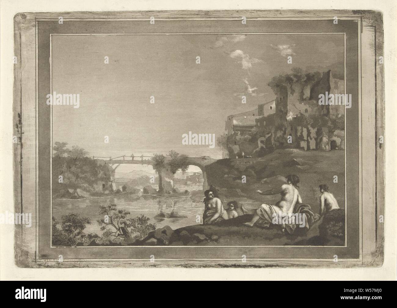 Landscape with bathing nymphs, A landscape with four bathing nymphs in ...