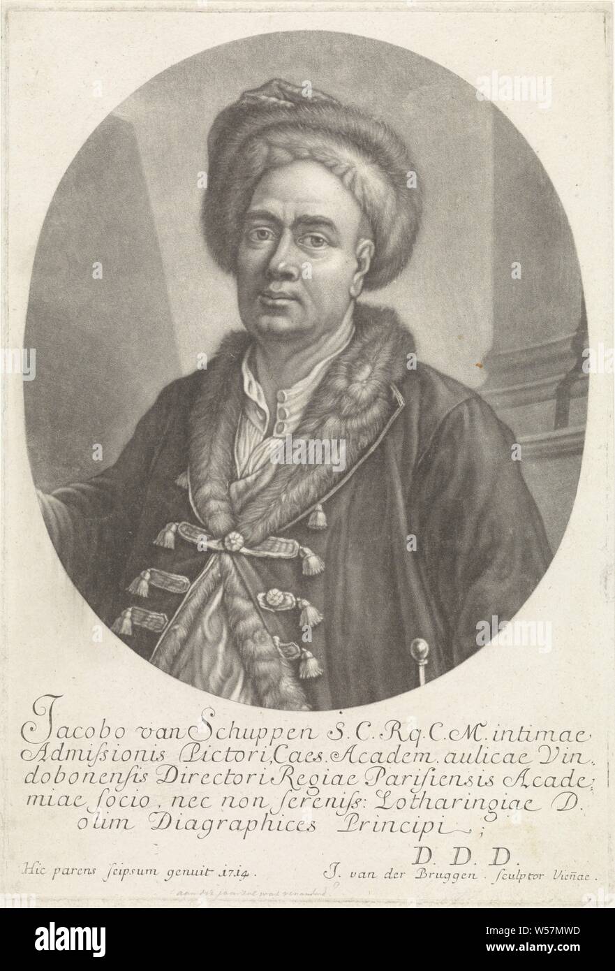 Portrait of Jacob van Schuppen with fur hat, Portrait of the Austrian ...