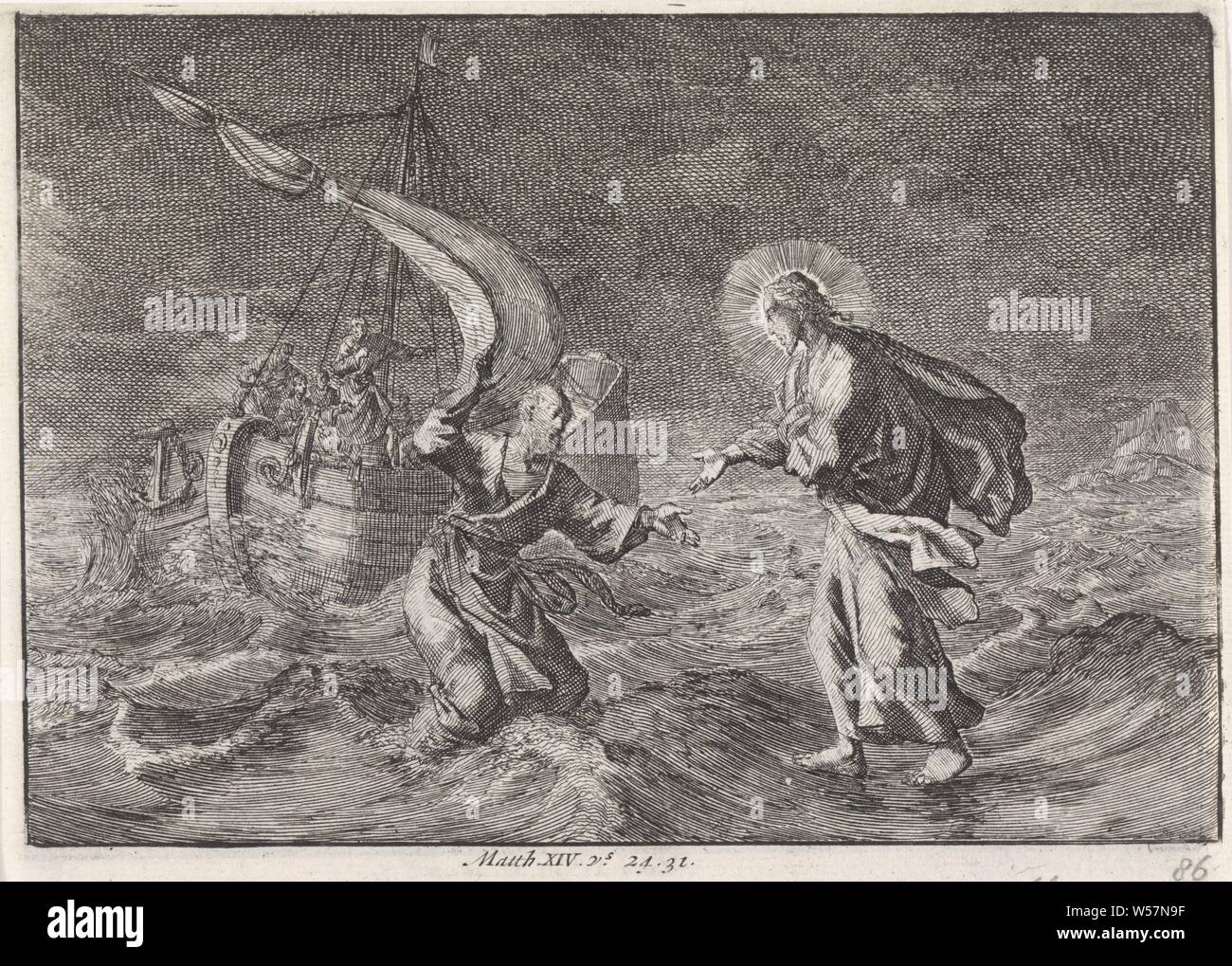 Christ walks over the water during a storm on the Sea of Galilee, Jan ...