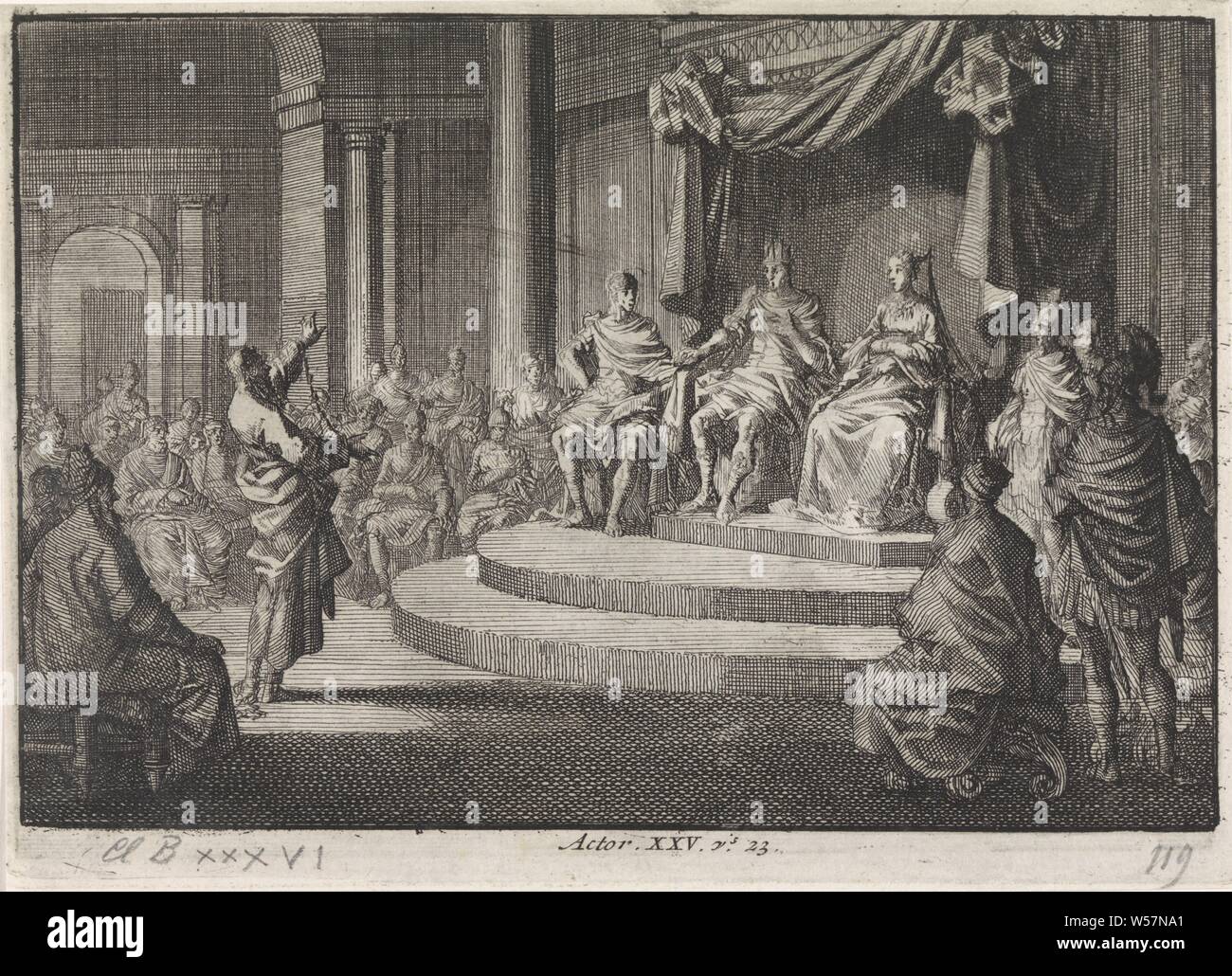 Paul chained for King Agrippa, Jan Luyken, Amsterdam, 1703 - 1762 ...