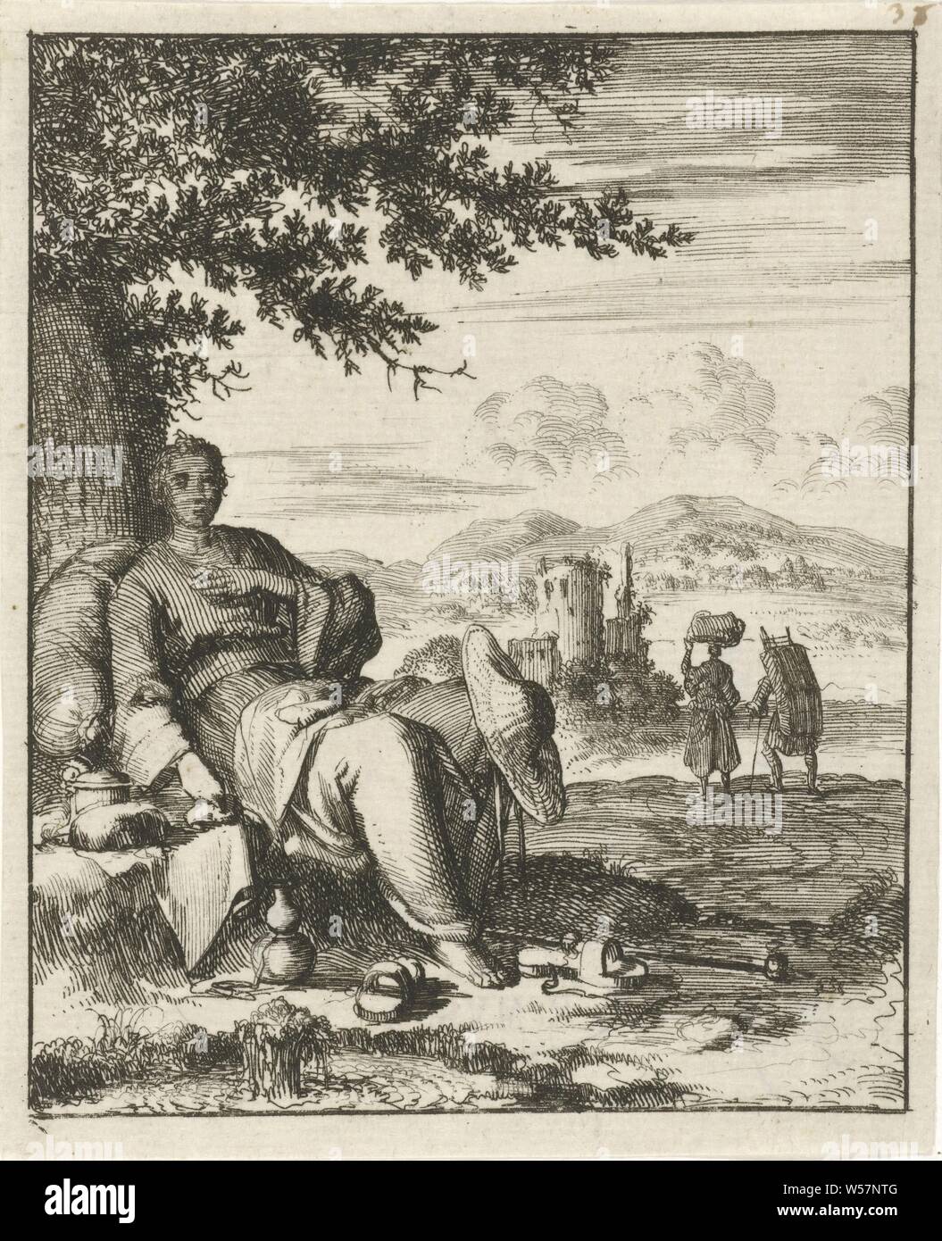 Woman sitting under tree shade hi-res stock photography and images - Alamy