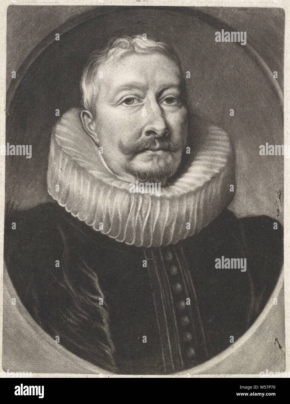 Portrait of a man with a stiff ruff, anonymous, 1650 - 1800, paper, h ...