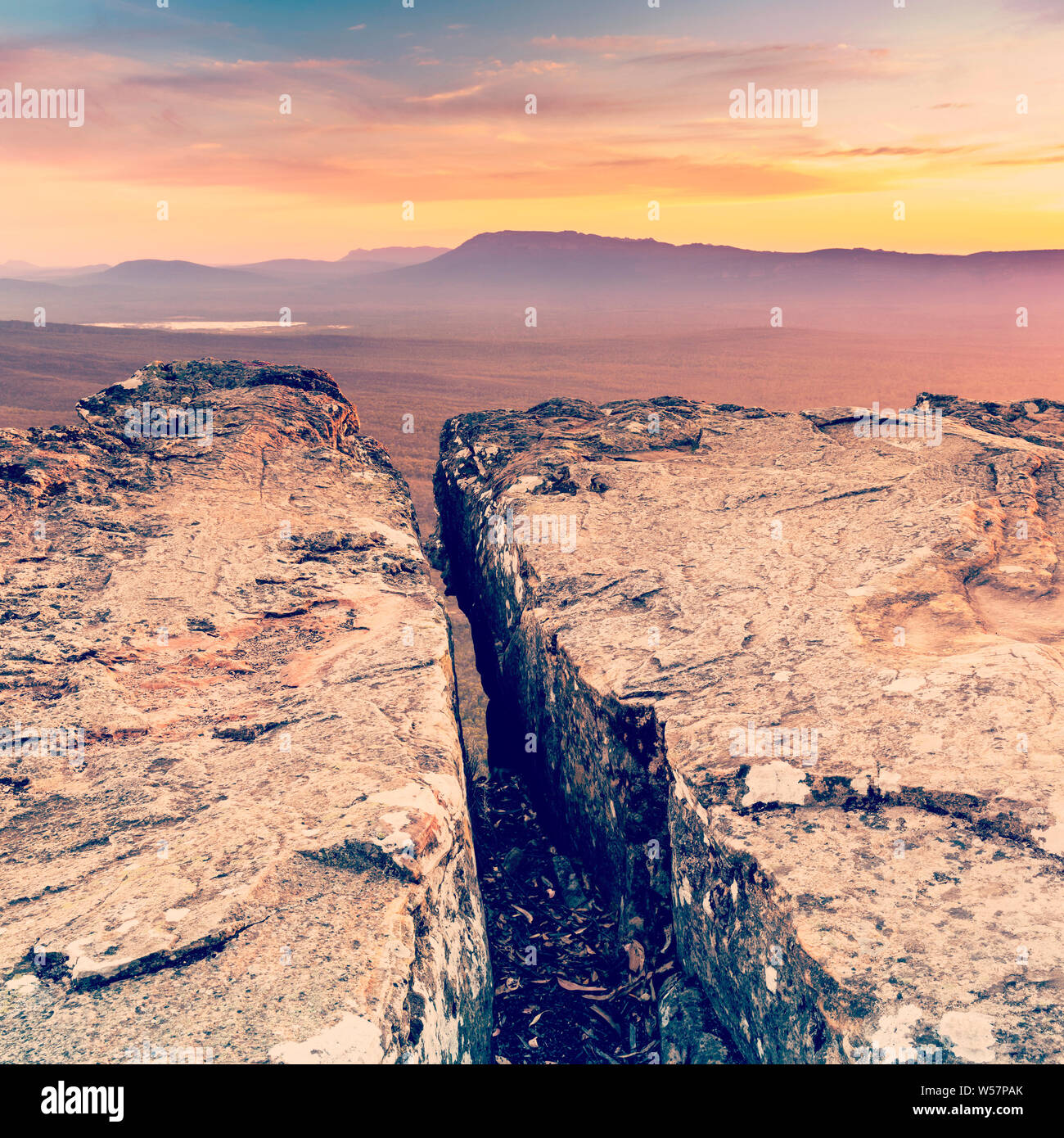 Cliff top views at sunset in the Grampians National Park, Australia ...