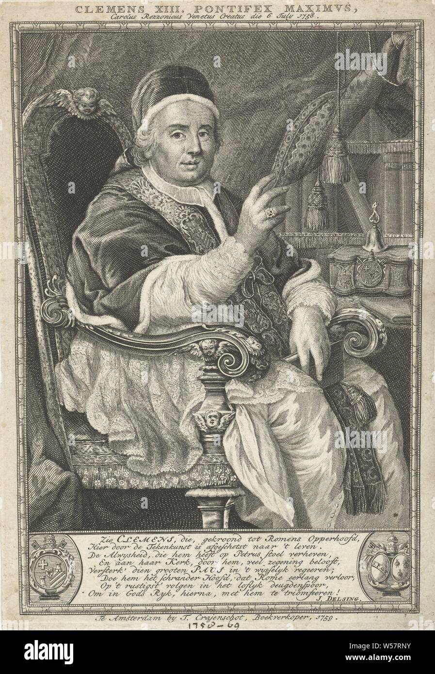 Portrait of Pope Clement XIII Clement XIII. Pontifex Maximus (title on ...