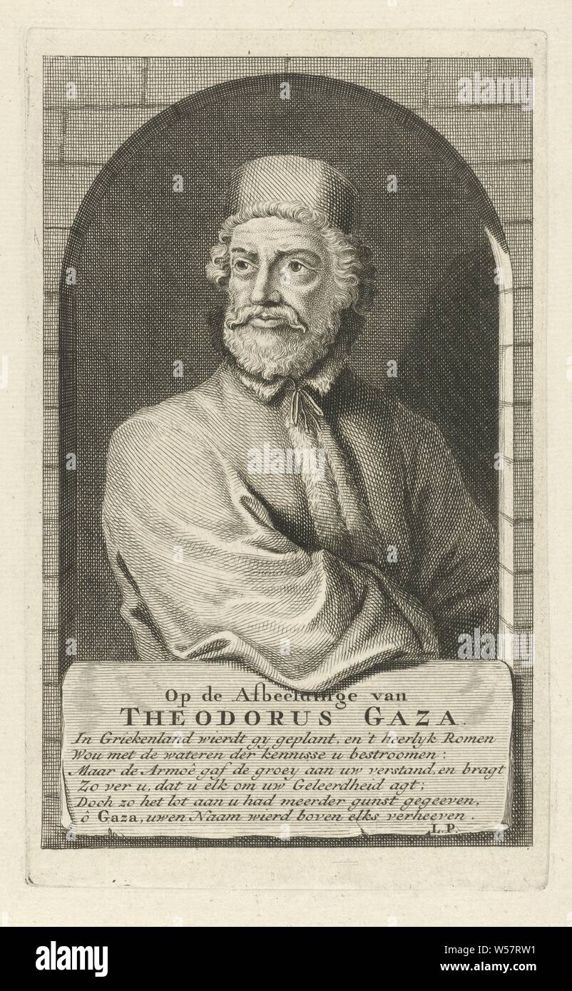 Portrait of Theodorus Gaza, Portrait bust to the right of Theodorus ...