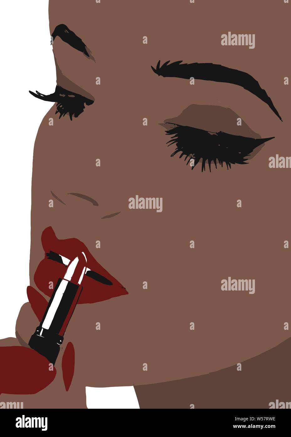 Illustration Make up on different races of trendy girl or women ...