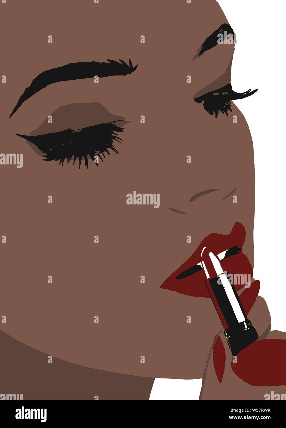 Illustration Make up on different races of trendy girl or women ...