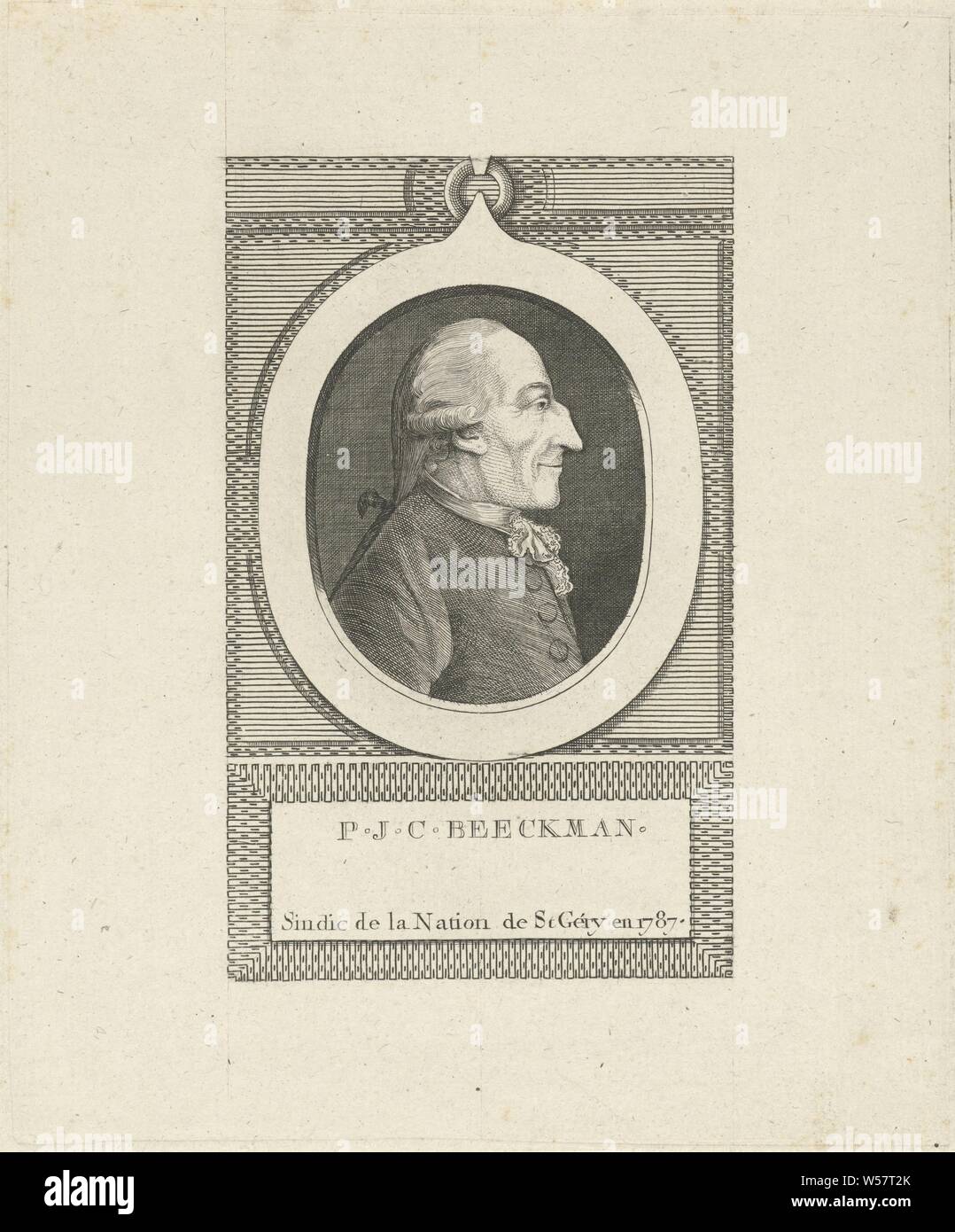 Portrait of P.J.C. Beeckman, Portrait bust in oval by P.J.C. Beeckman ...