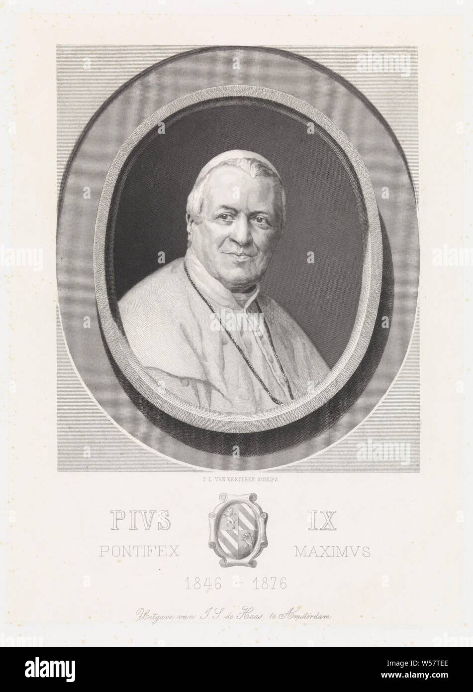 Portrait of Pope Pius IX Pius IX Pontifex Maximus (title on object ...