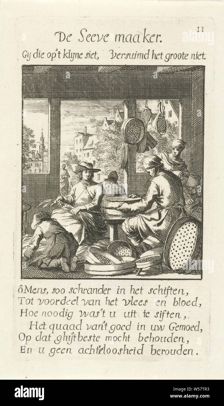 Sieve maker De Seeve maaker (title on object) The Menselyk Bedryf ...
