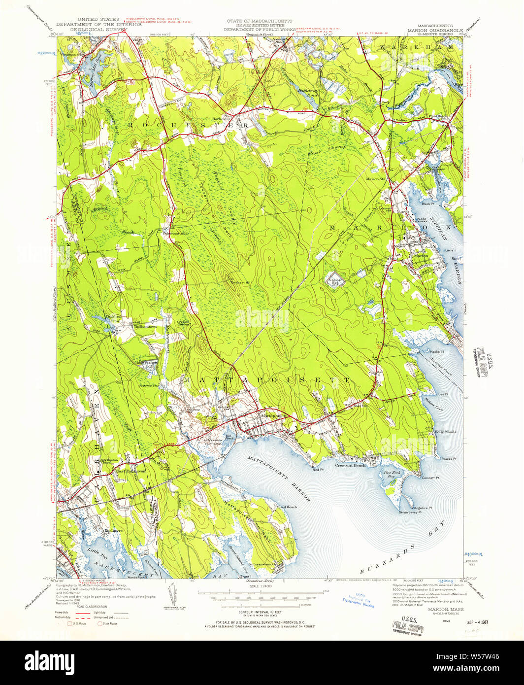 Massachusetts USGS Historical Topo Map MA Marion 350274 1943 24000 ...