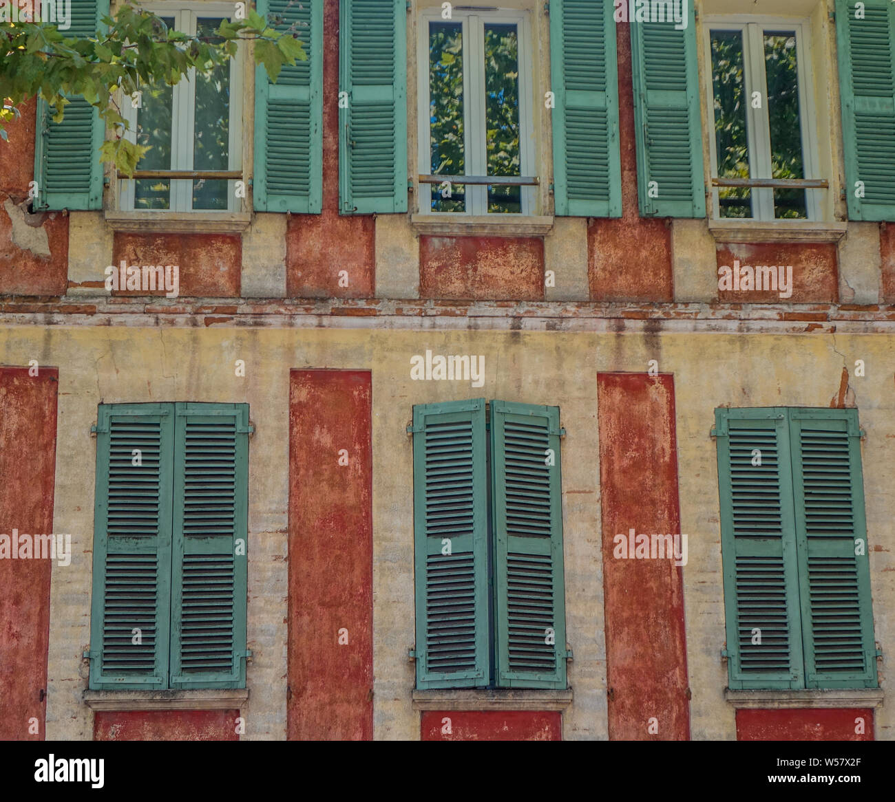 Lavaur, Midi Pyrenees, France - August 4, 2017: Facade in red with ...