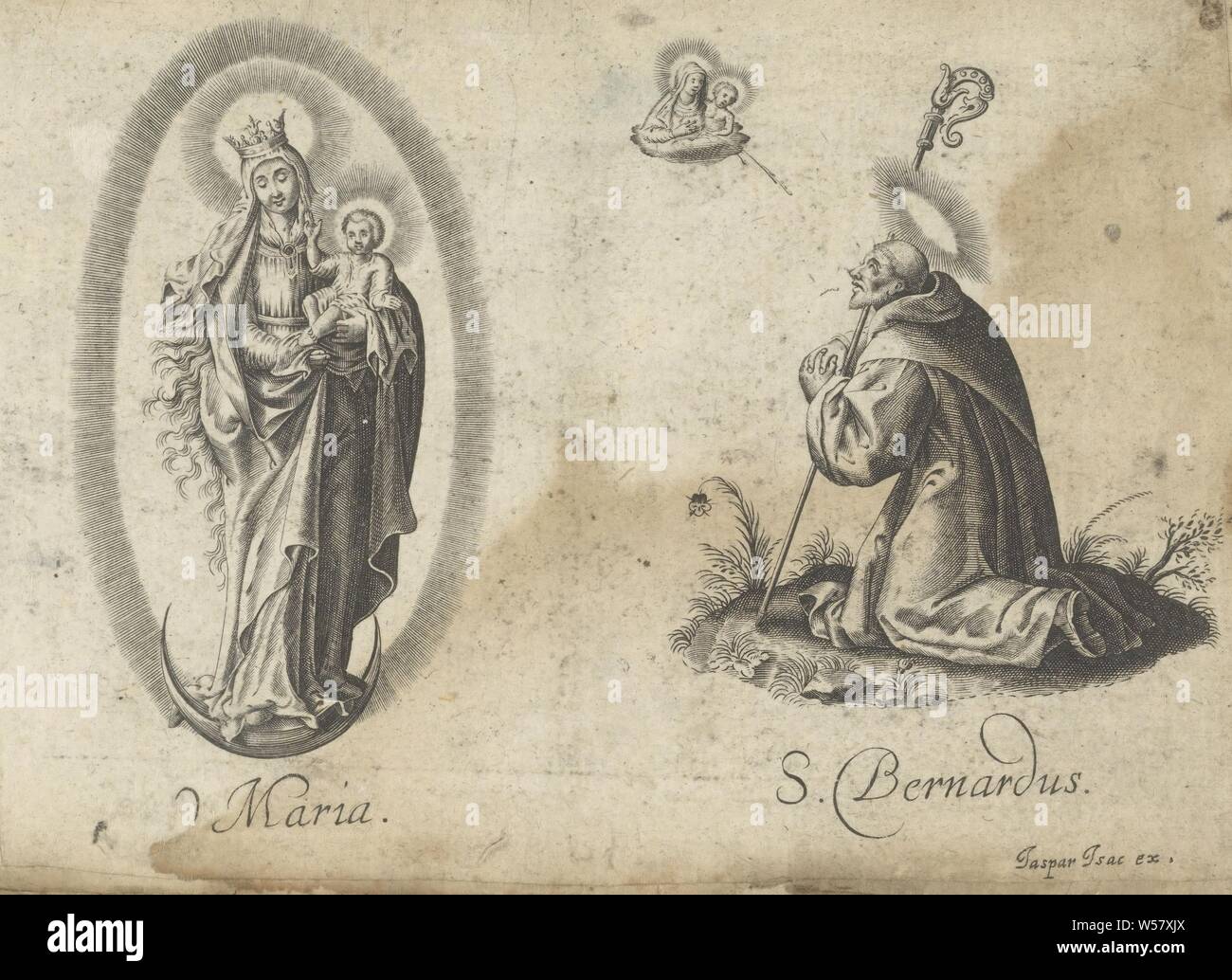 Mary with Christ child on a half moon and St. Bernard (...) Mary / S ...
