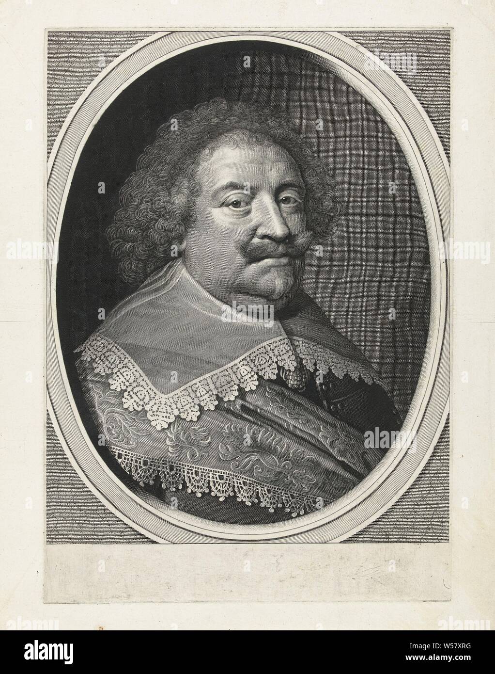 Portrait of Willem, Count of Nassau, bust with lace collar and armor in ...