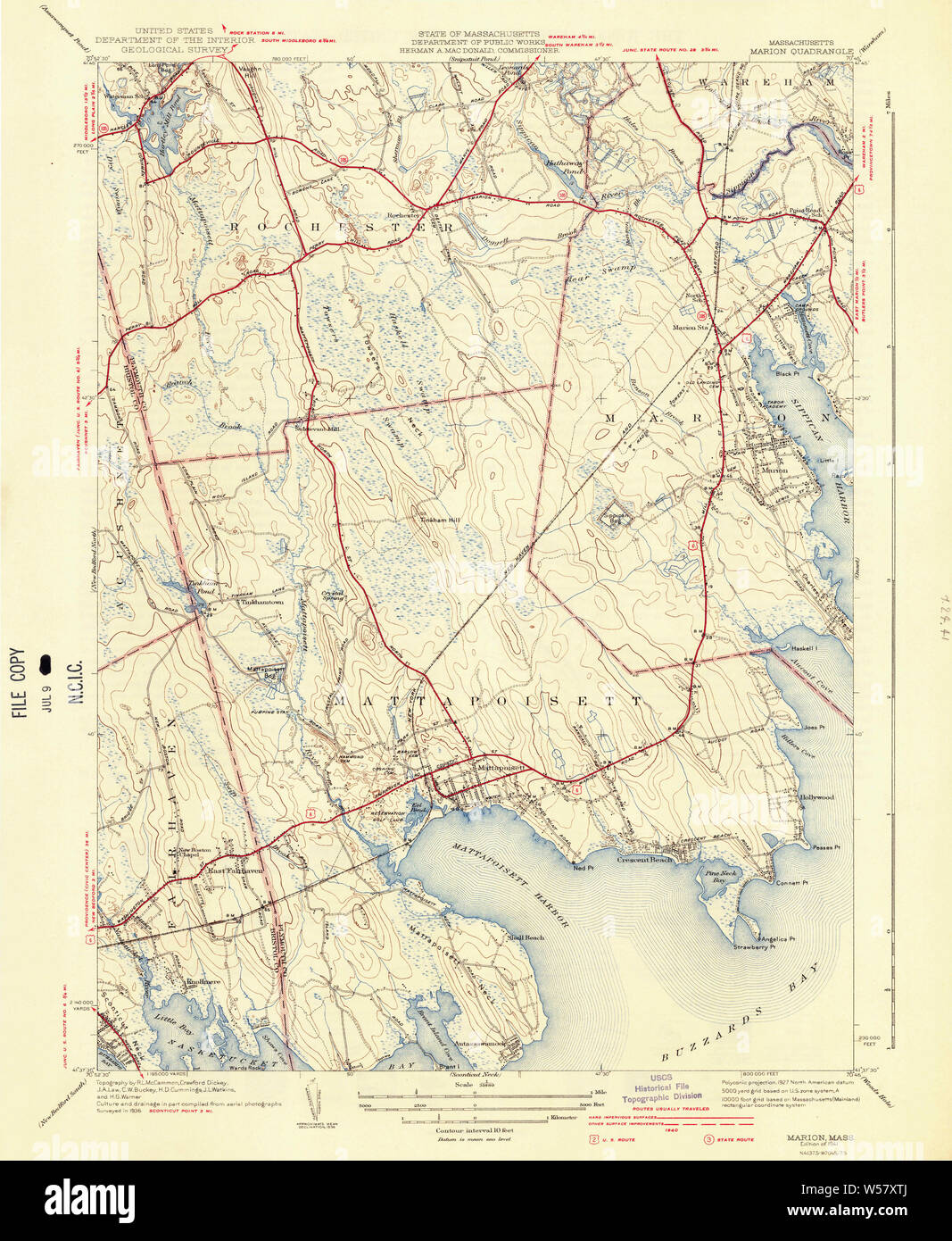 Massachusetts USGS Historical Topo Map MA Marion 351877 1941 31680 ...