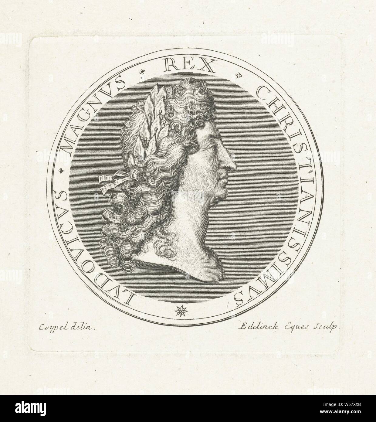 Medal with bust of Louis XIV, Front of a medal with bust and profile of ...