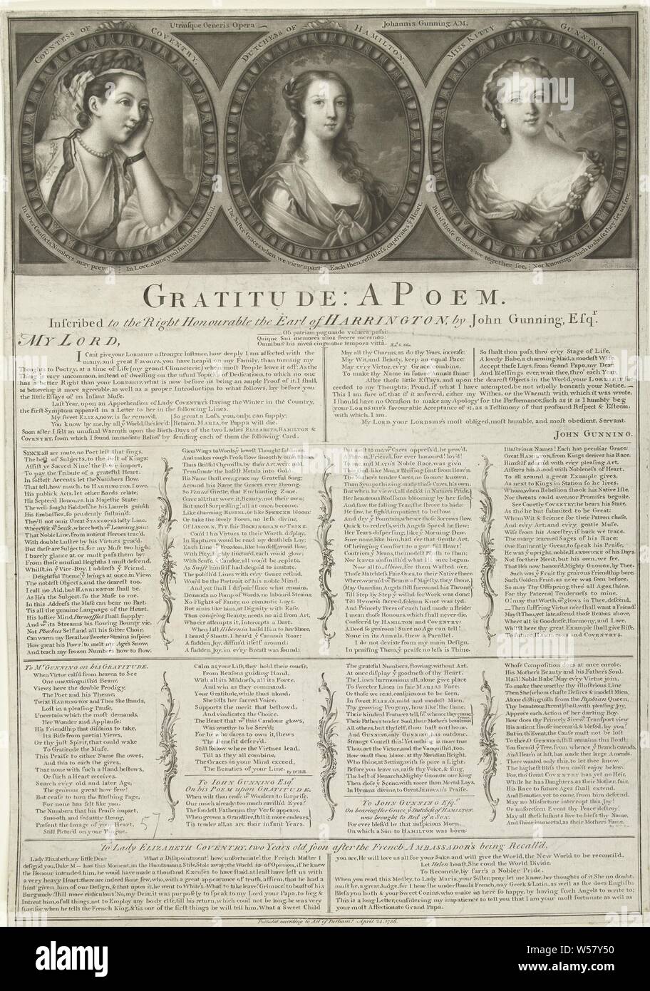 The three ladies Gunning, Richard Houston, 1731 - 1775, paper Stock ...
