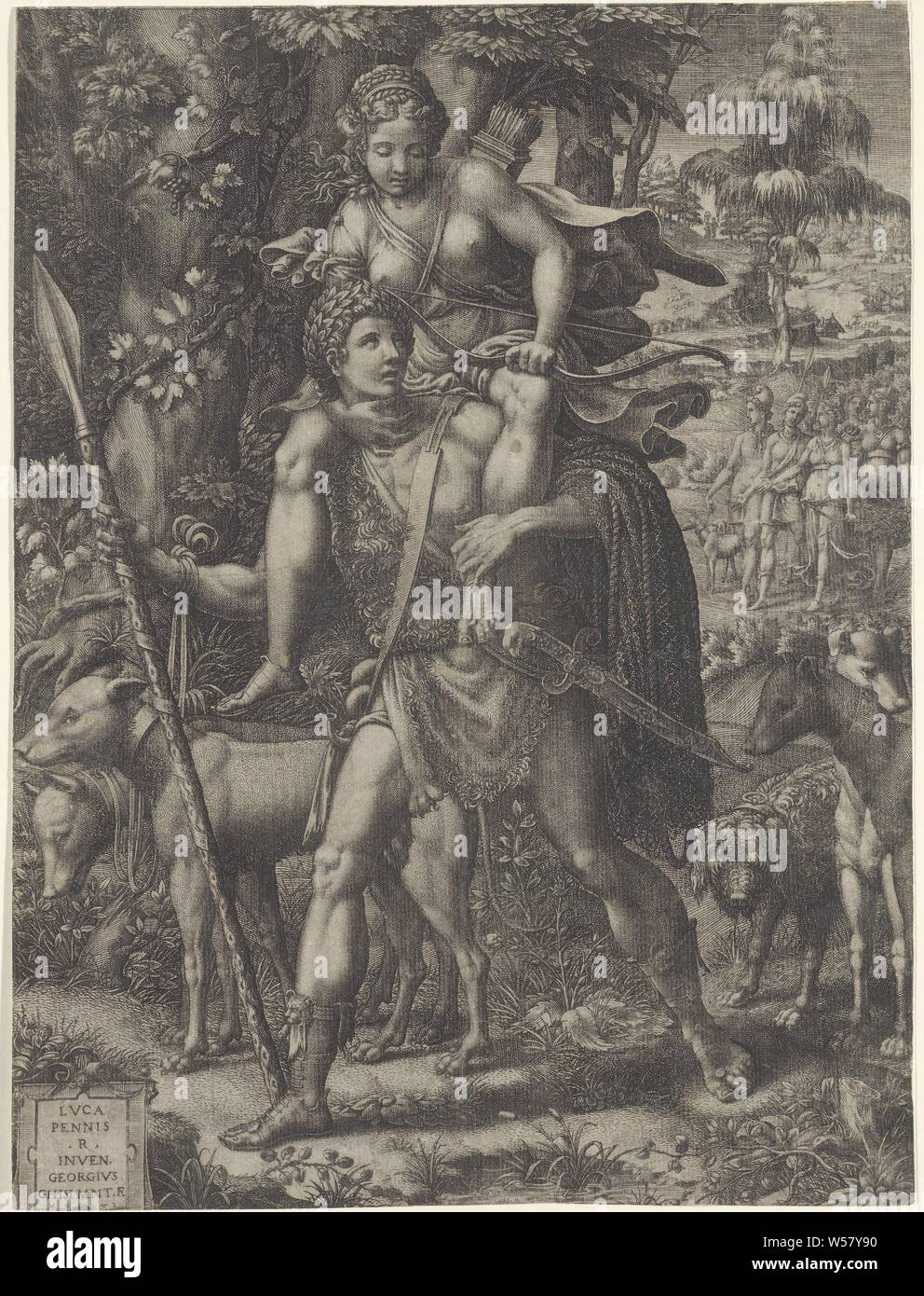 Allegory on The Hunt Allegoria della caccia, The Orion hunter carries ...