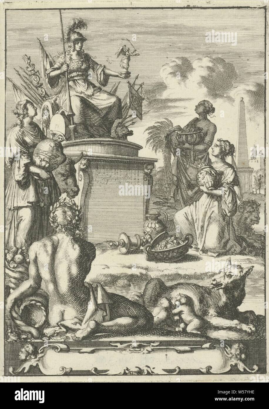 Rome surrounded by Europe, Africa and Asia, The personification of the ...