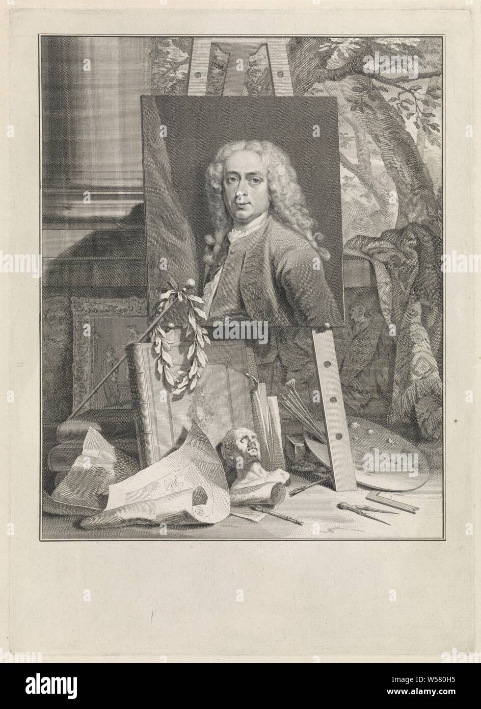 Portrait of Cornelis Troost, Portrait to the left of the painter ...