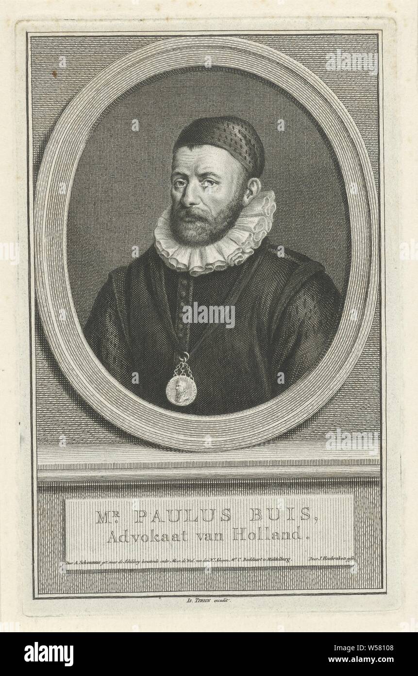 Portrait of Paulus Buys Mr. Paulus Buis (title on object), bust to the ...