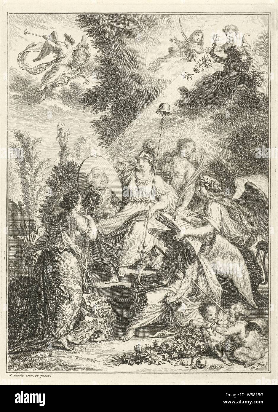 Minerva with portrait of unknown man, On Minerva's leg is an oval ...