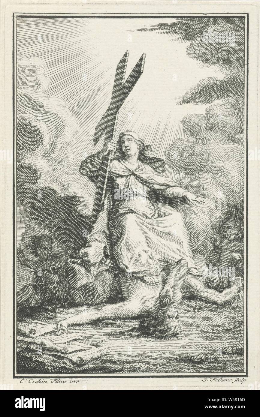 Faith, The personification of the Faith sits with a large cross in her ...