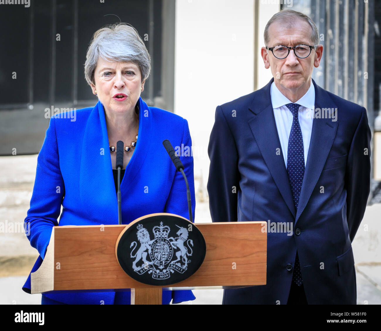 British Prime Minister Theresa May makes her farewell speech with ...