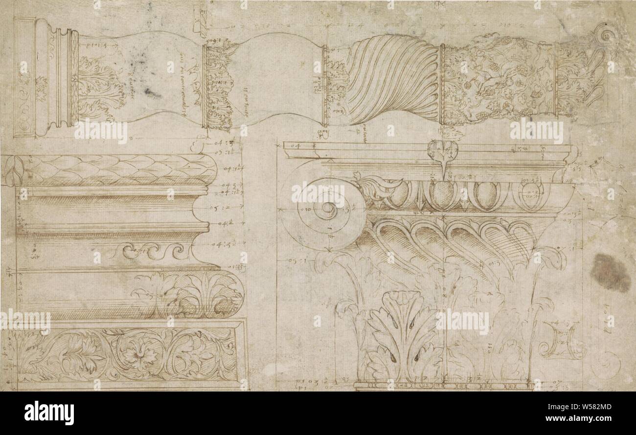 Constantine column in St Peter's, 1500 - 1600, paper, ink, pen, h 264 ...