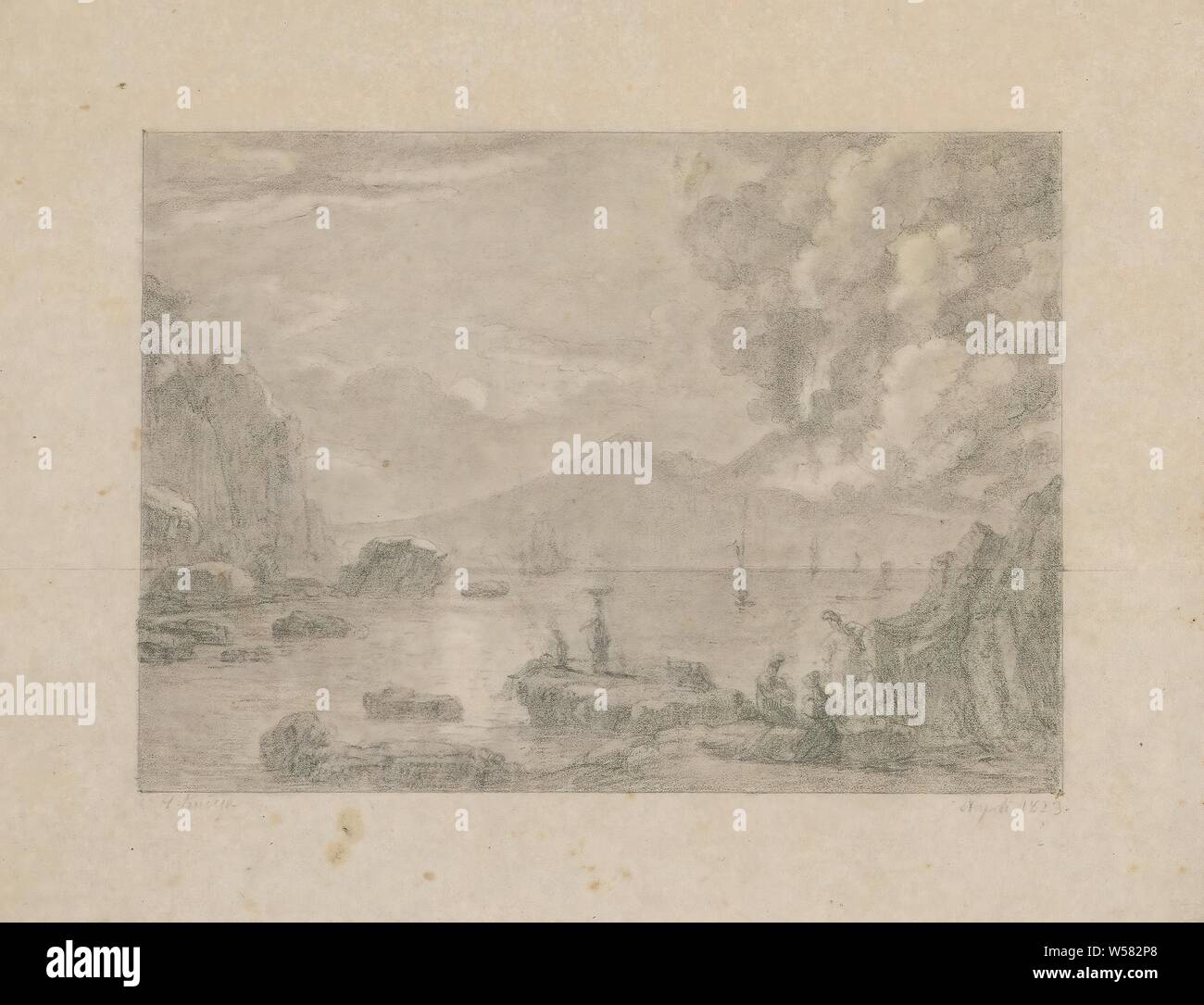 View of Vesuvius (from portfolio with 26 landscape drawings), volcano ...