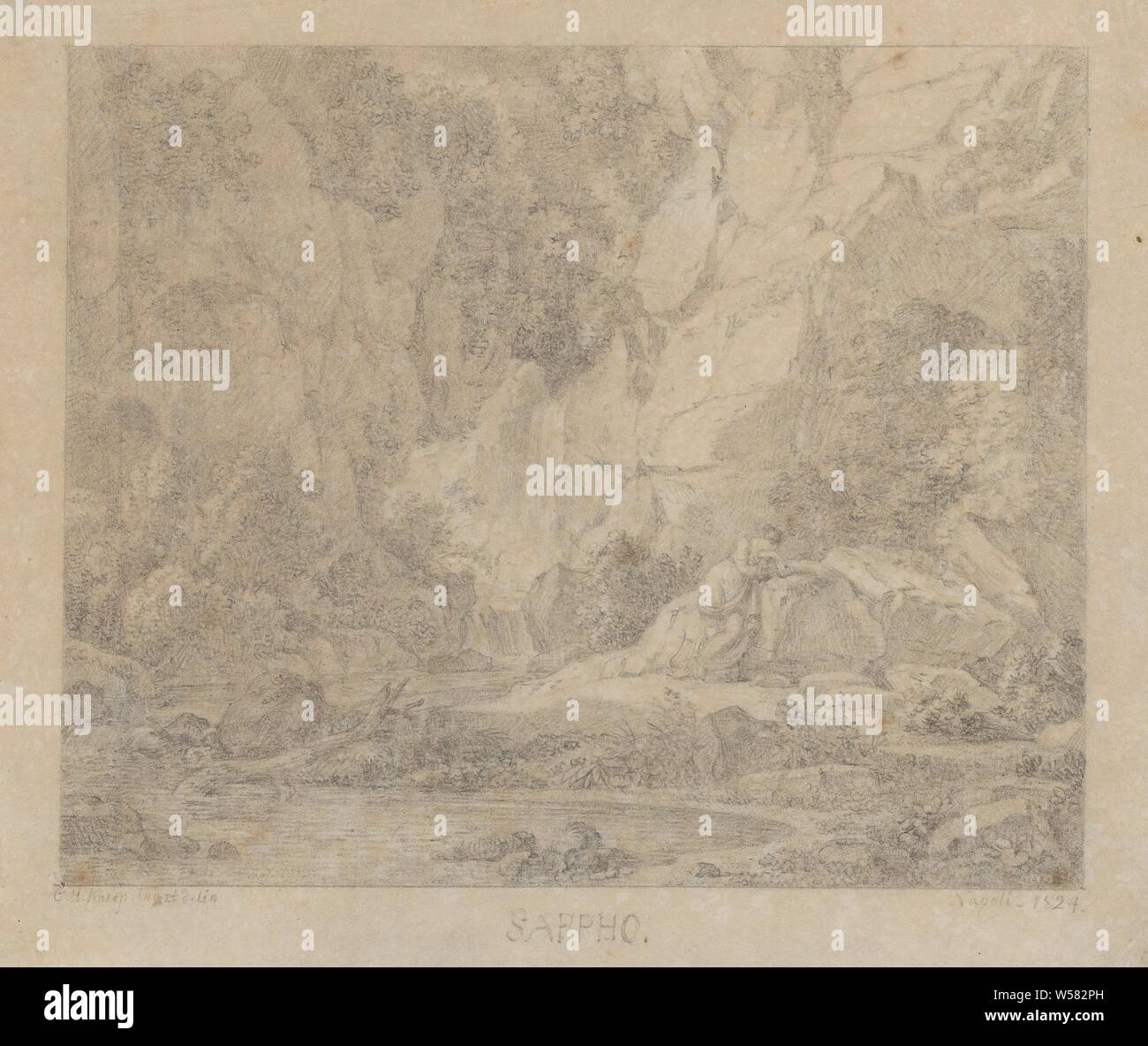 Sappho by a lake (from portfolio with 26 landscape drawings), Christoph ...