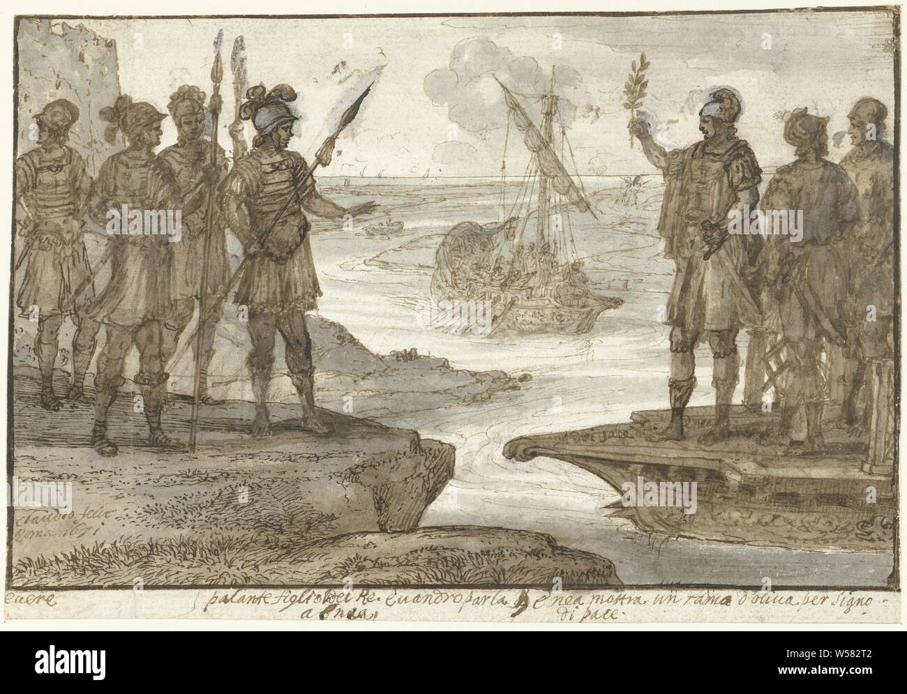 Meeting of Aeneas with the son of Euandros, (military) uniforms ...