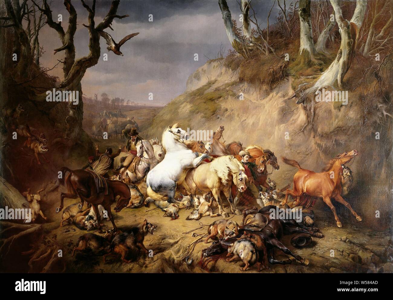 Hungry wolves attack a group riders hi-res stock photography and images ...