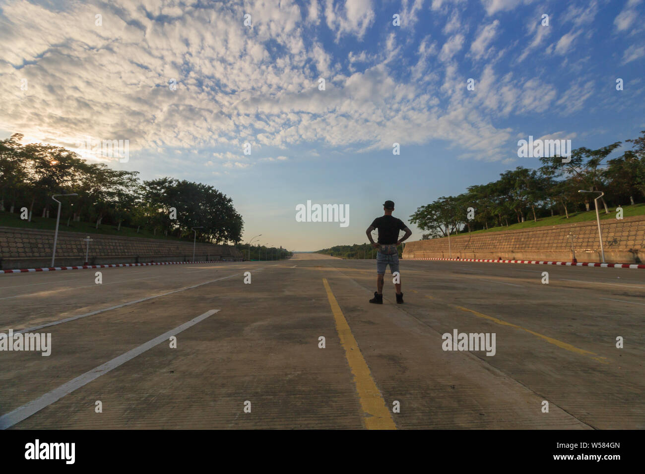 Tourist on the empty highways of Naypyidaw, the empty capital of ...