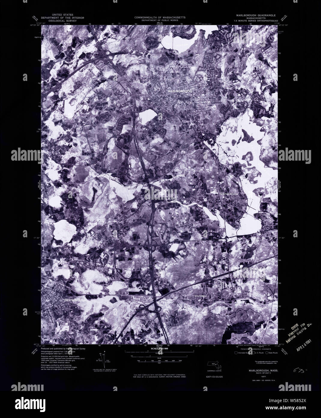 Massachusetts USGS Historical Topo Map MA Marlborough 351086 1977 25000 ...